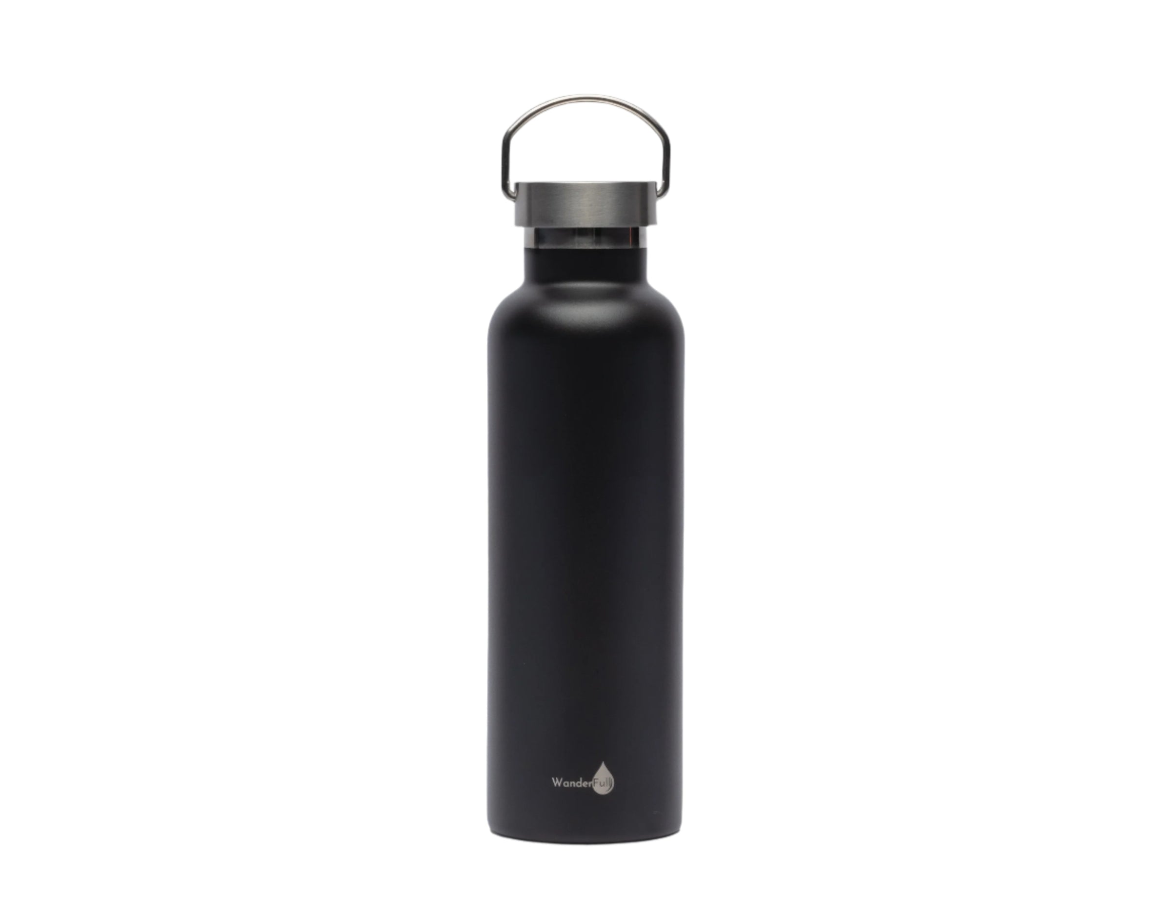 Black with Silver Top Stainless Steel Insulated Water Bottle- 24 Oz