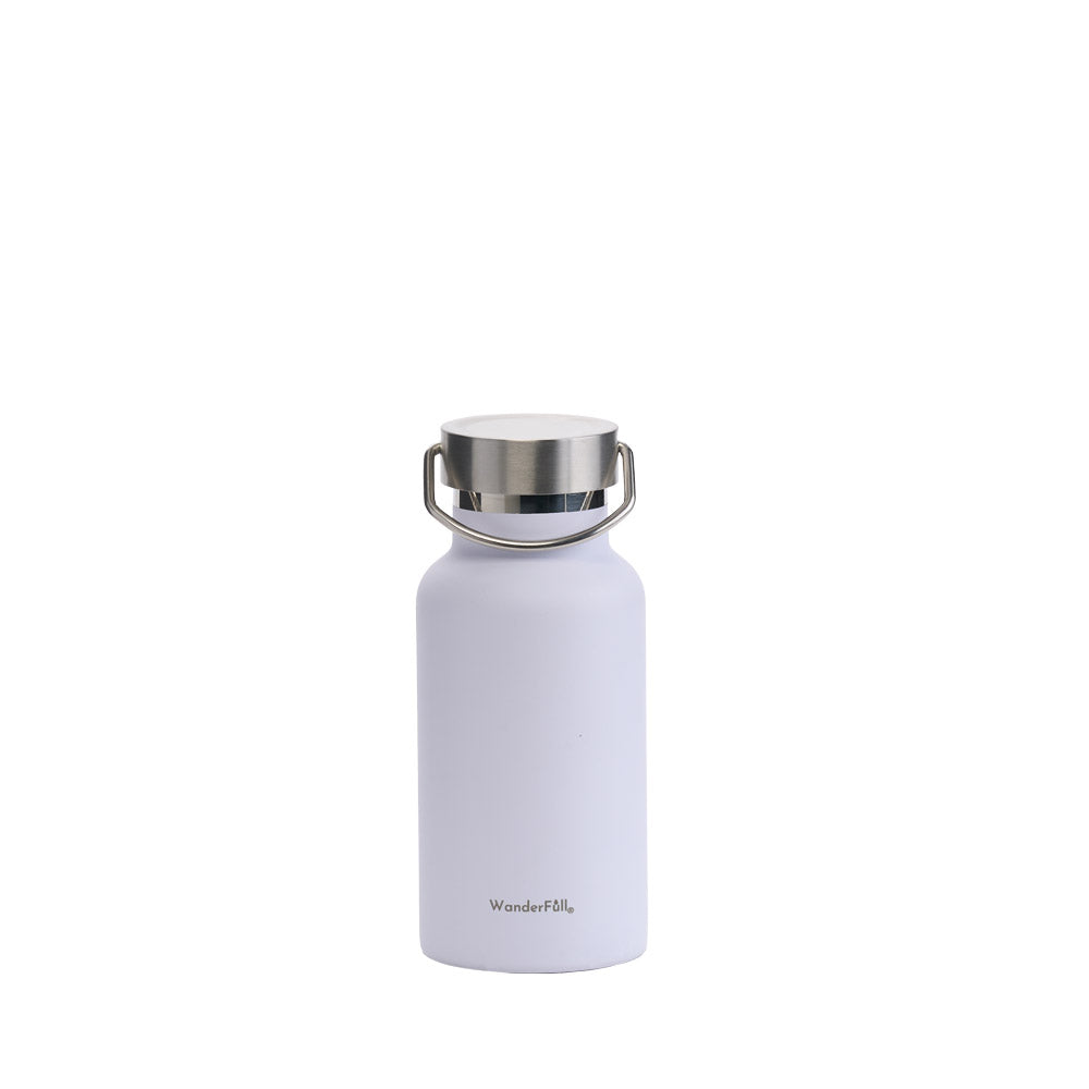 Mini Insulated Water Bottle- 350 ml- White with Silver top